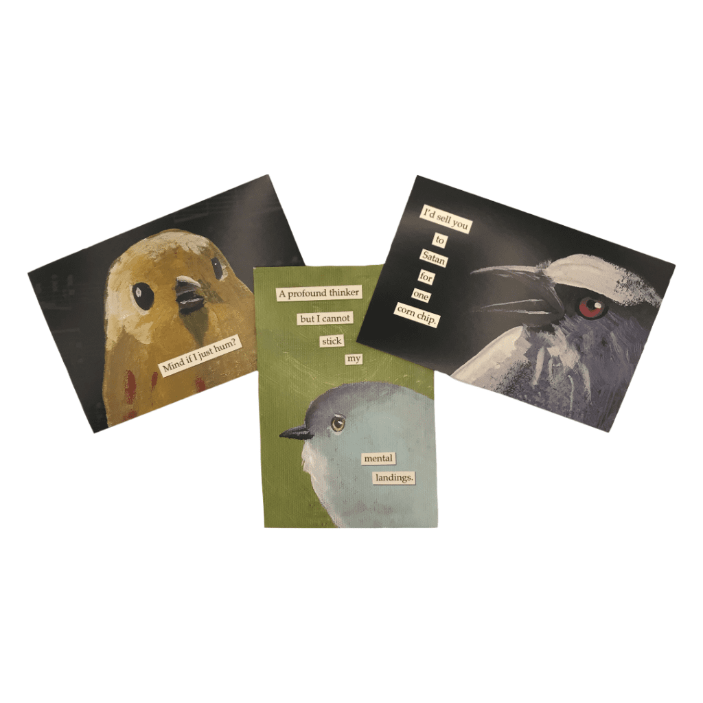 Troubled Birds - 50 Postcards - Small Mart General Mercantile